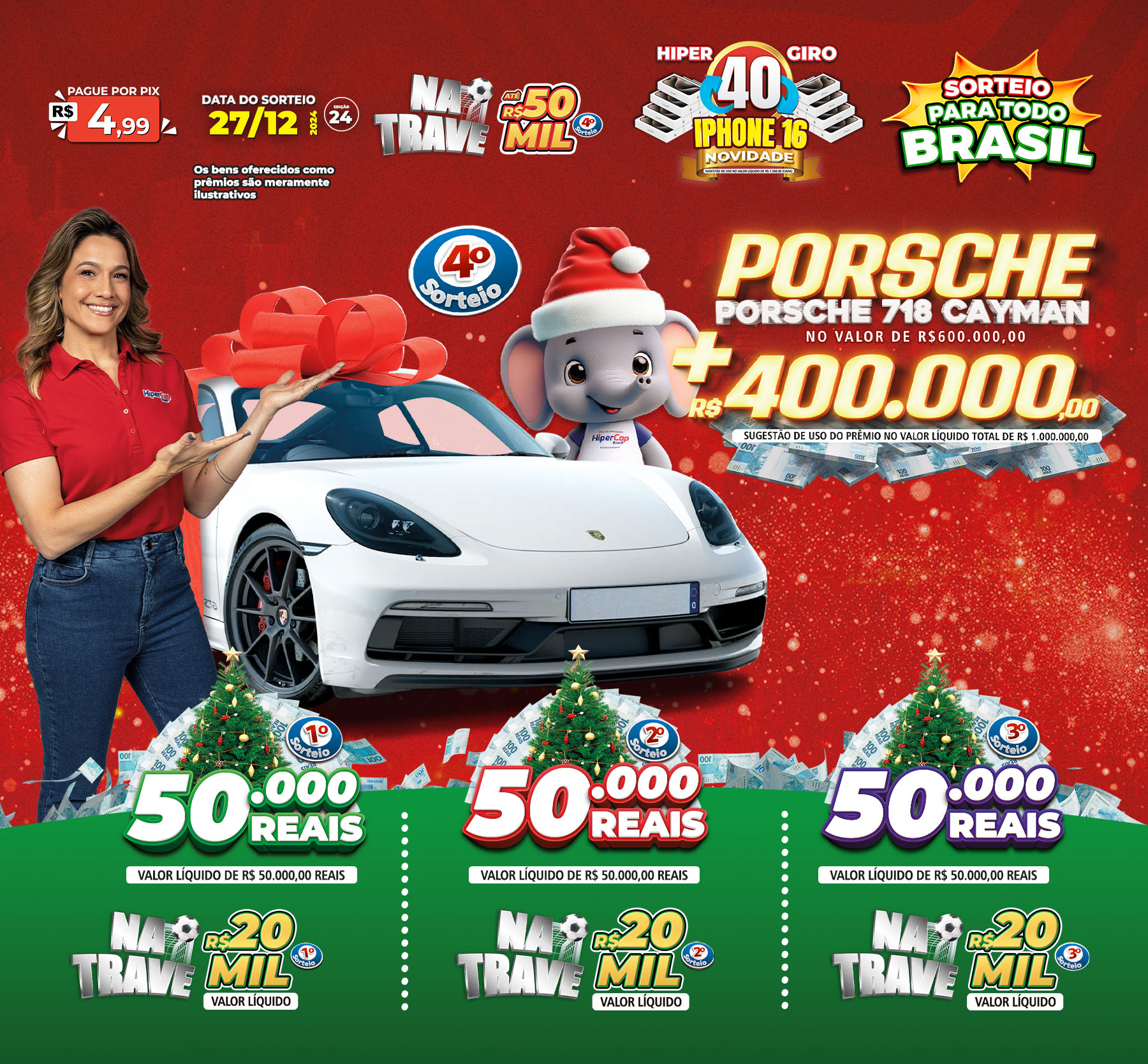 Sorteio do Hipercap Brasil de 25/12 será realizado na sexta-feira (27/12)
